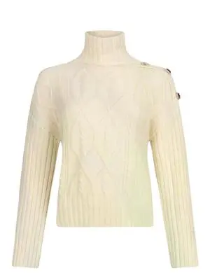 Liu Jo Cable-knit Jewel-button Sweater - Neutrals