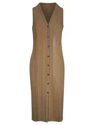 Vince Ribbed Button-front Dress - Neutrals