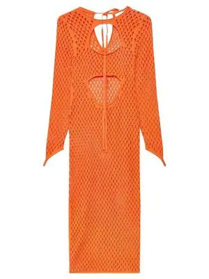 HOUSE OF SUNNY Cutout Knit Midi Dress - Orange