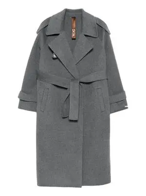 GLOX Belted Long-sleeve Coat - Grey