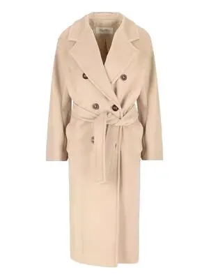 Max Mara Madame 101801 Double-Breasted Belted Coat Neutrals