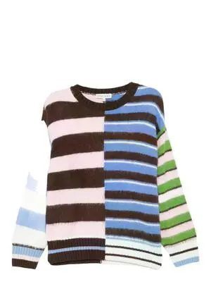 Stine Goya Crew-neck Striped Sweater - Brown