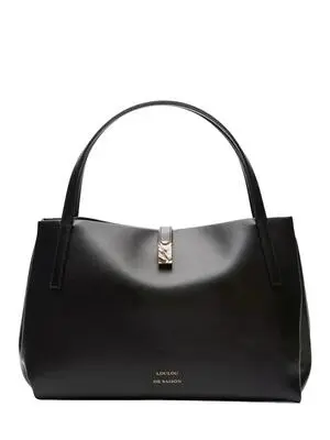 LOULOU Clasp-detail Leather Shoulder Bag - Black