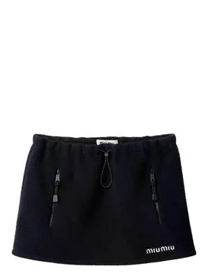 Miu Miu Drawstring Fleece Mini Skirt - Blue