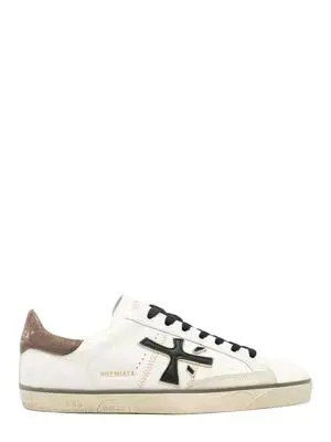 Premiata Leather Logo-motif Sneakers - Neutrals
