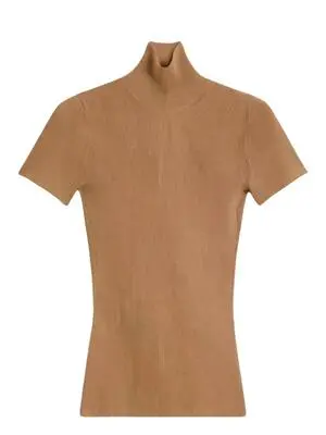 Max Mara Ribbed Turtleneck Top - Brown