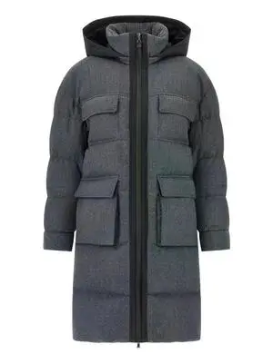 Brunello Cucinelli Wool Down Quilted Coat - Grey