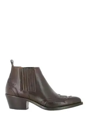 Sartore Embroidered Leather Boots - Brown