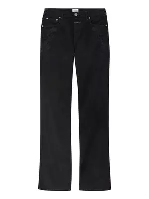 Closed Embroidered High-rise Flared Jeans - Black