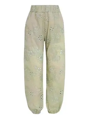 BRIGITTE Jasmine Eyelet-embroidered Trousers - Green