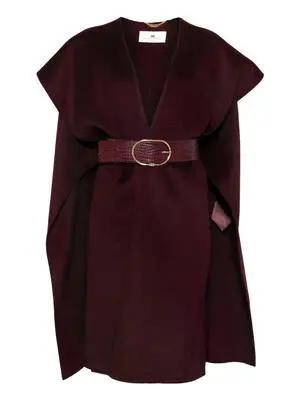 Elisabetta Franchi Belted Wool Cape - Red