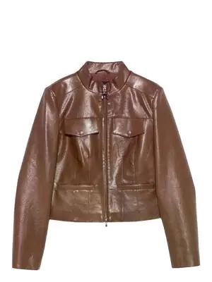 Patrizia Pepe Zip-front Flap-pocket Jacket - Brown