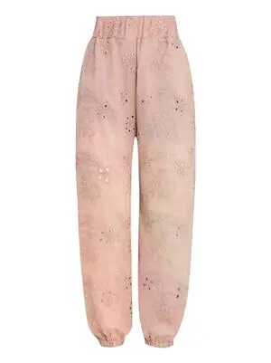 BRIGITTE Jasmine Embroidered Eyelet Cropped Trousers - Pink