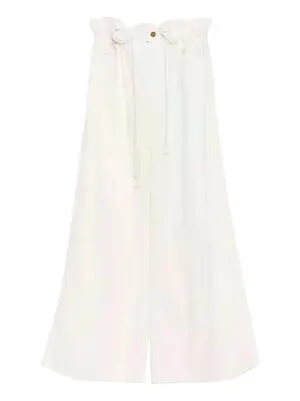 MOTHER High-waist Wide Leg Drawstring Jeans - White
