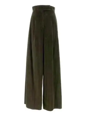 Max Mara Pleated Corduroy Trousers - Green