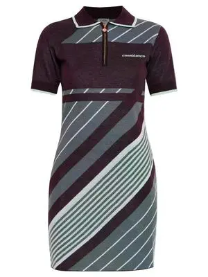 Casablanca Striped Polo Dress - Grey