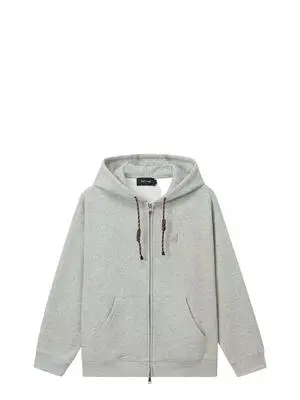 TOUT A COUP Drawstring Hood Zip-up Hoodie - Grey