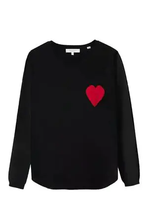 Chinti & Parker Heart-embellished Wool-cashmere Sweater - Black