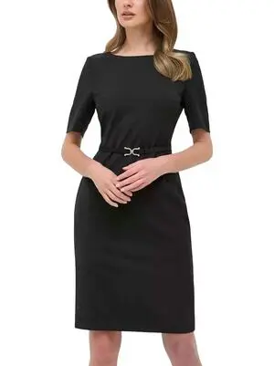 BOSS Belted Short-sleeve Dress - Black