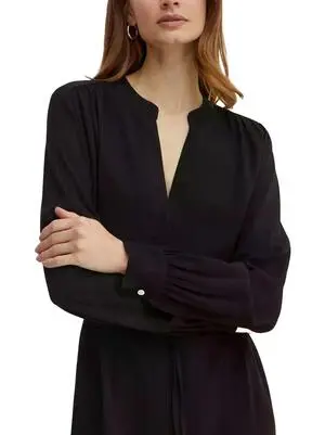 BOSS Long-sleeve Belted Midi Dress - Black