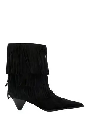Michael Kors 50mm Jayla Fringed Ankle Boots - Black