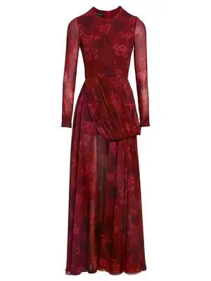 Giambattista Valli Floral-print Draped Maxi Dress - Red