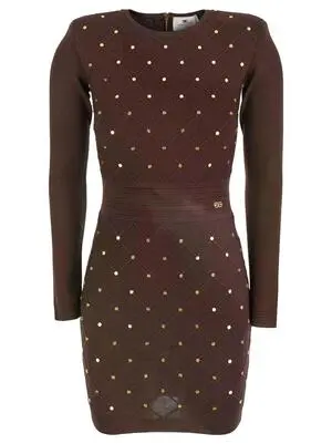 Elisabetta Franchi Stud-embellished Mini Dress - Brown