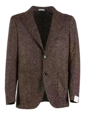 BRERA Herringbone Single-breasted Blazer - Brown