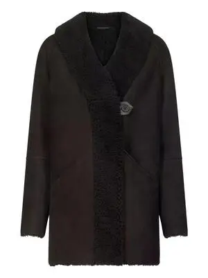 Loulou De Saison Isak Hooded Shearling Coat - Black