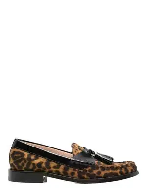 STUART WEITZMAN Leopard-print Tassel Loafers - Brown