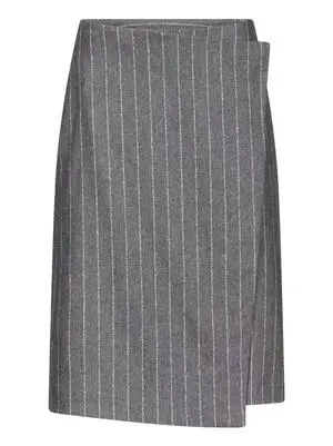 Loulou De Saison Mason Pinstripe Wrap Midi Skirt - Grey