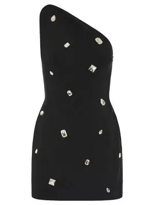 David Koma One-shoulder Crystal-embellished Dress - Black
