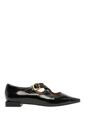 ANGEL ALARCON Venice Buckled Ballet Flats - Black