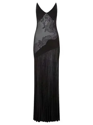 Roberto Cavalli Dragon-pattern Pleated Dress - Black
