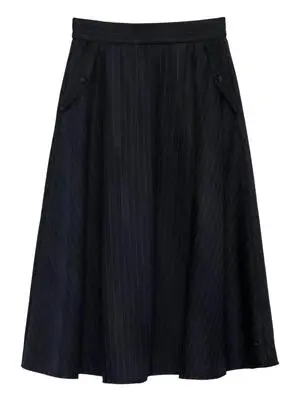 GOLDEN GOOSE Pinstripe Button-detailed Midi A-line Skirt - Blue