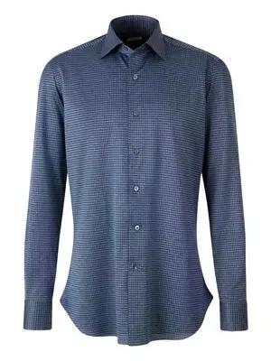 FRAY Houndstooth Long-sleeve Shirt - Blue
