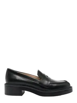 STUART WEITZMAN Penny Leather Loafers - Black