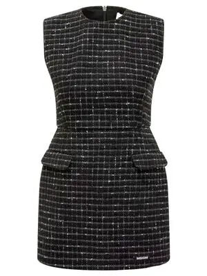 MSGM Checked Tweed Dress - Black