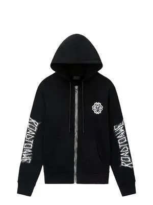 RtA Zip-fastening Graphic-print Hoodie - Black