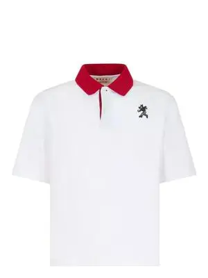 Marni X Slawn & Soldier Contrast-collar Embroidered Polo Shirt - White