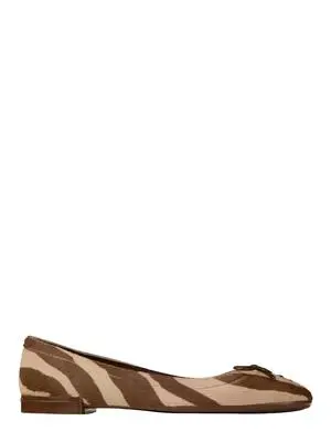 JIMMY CHOO Scarlett Zebra-print Leather Ballerina Flats - Brown