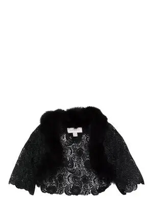 GEMY MAALOUF Lace Fur-trimmed Bolero - Black