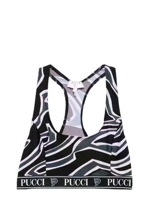 Emilio Pucci Racer-neck Print Sport Bra - Black