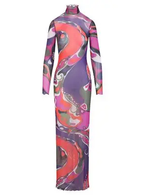 Emilio Pucci Orchidee-print Tulle Maxi Dress - Purple