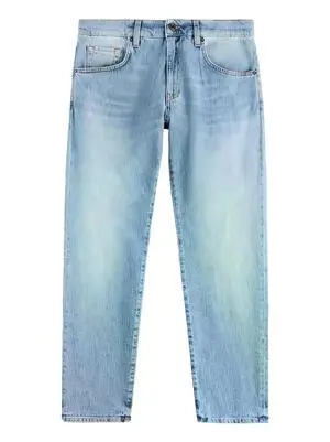 FAY Straight-leg Jeans With Leather Patch - Blue