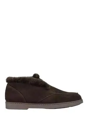 DOUCAL'S Shearling-trim Suede Ankle Boots - Brown