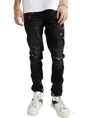 RtA Clayton Paint-splatter Jeans - Black