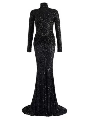 Patou Sequinned High-neck Maxi Dress - Black