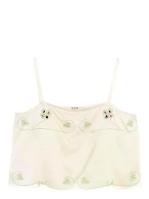 BODE Floral-embroidered Tank Top - Neutrals