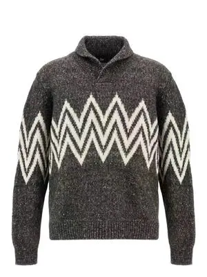 Herno Zigzag-pattern Collared Sweater - Grey